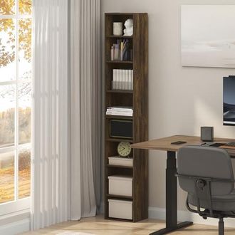 Furinno PASIR B&uuml;cherregal, 8-st&ouml;ckiges B&uuml;cherregal, Regal mit offenen Regalen, 23,6(T) x 30,0(B) x 180,1(H) cm, f&uuml;r Wohnzimmer, Schlafzimmer, Home Office, Amb
