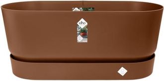 ELHO Greenville Trough 80 - Übertopf für Außen - 100% recyceltes Plastik - Ø 78.0 x H 33.5 cm - Braun/Ingwer Braun