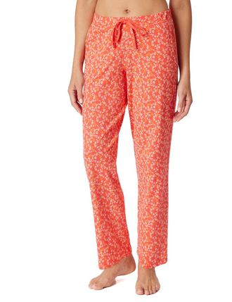 Schiesser Damen Schlafhose lang Baumwolle Stretch Single-Jersey-Qualität Gemustert-Mix + Relax Pyjamaunterteil, Rot_179271, 76