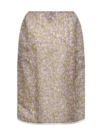 Prada Womens Alabaster Printed Nylon Midi Skirt Polyamide