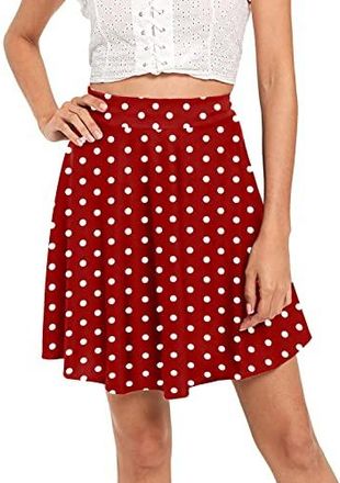 Generic Jupe Courte Femme Mode ImpriméE à Pois Jupe TrapèZe Elastique Taille Haute Jupe Femme Chic Et Elegant Confortable Et Respirant DéTé ExtéRieur DéContra