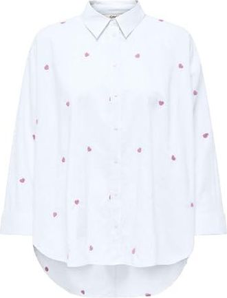 Only Onlnew Lina Grace Ls EMB Shirt Noos WVN Chemise à Manches Longues avec Fermeture à Boutons, Blanc éclatant, XS Femmes