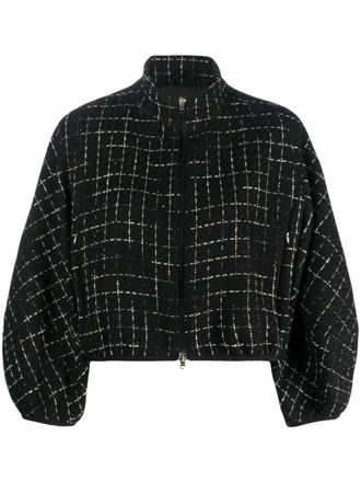 Herno veste crop &agrave; motif grille - Noir
