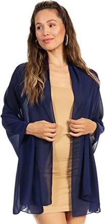 Sakkas 18225 - Jona Femmes foulard en mousseline de soie pure mariée mariée soirée foulard châle étole wrap - bleu - 7029