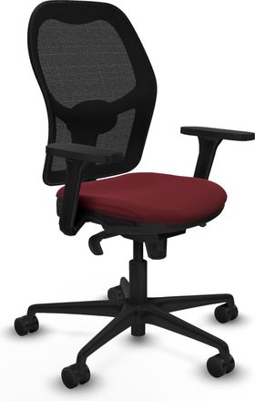 Piqueras y Crespo Computerstuhl mit 3D-Armlehnen, h&ouml;henverstellbare Lendenwirbelst&uuml;tze, mit 5 Positionen und injiziertem Schaumstoff, Schwarz/Granatrot