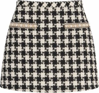 Valentino Garavani Femme, Jupes, Noir, Taille: 46 FR Mini-jupe en tweed pied-de-poule orn&eacute;e