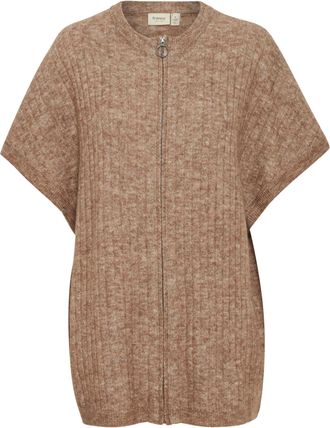 Fransa FRSanny Damen Strickjacke Cardigan mit Reißverschluss moderner Schnitt elastisch Loose fit, Größe:S, Farbe:Rain Drum Melange (1909161)