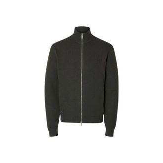 Selected Ls Knit Structure Full Zip - - Knitwear - Herren - Gr&uuml;n - L