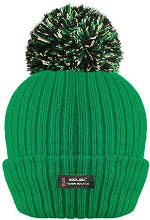 RockJock Bonnet c&ocirc;tel&eacute; &agrave; Pompons dhiver pour Femme avec Isolation Thermique avanc&eacute;e R40-Taille Unique-Emeraude