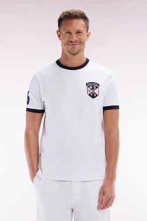 Eden Park T-shirt En Coton Blanc &Eacute;cusson 6 Nations Coupe Droite