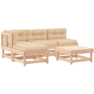 vidaXL 5-tlg. Garten-Lounge-Set mit Kissen Massivholz Vidaxl