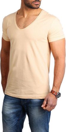 Young & Rich T-Shirt Herren Uni Basic extra tiefer Ausschnitt Unterziehshirt 1315 V-Ausschnitt unifarben kurzarm slim fit