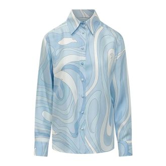 Pucci Femme, Blouses et Chemises, Multicolore, Taille: 40 FR Marmo Print Silk Shirt