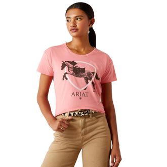 Ariat Womens Lucky Jumper T-Shirt in Coral Heather, Size X-Small, by Ariat