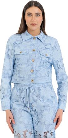 Kocca Femme, Vestes, Bleu, Taille: 36 FR Veste courte avec effet dentelle