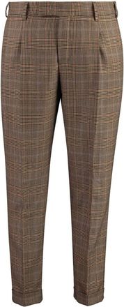 PT01 Pt01, Homme, Pantalons, Beige, Taille: XL Pantalon de Costume en Laine &agrave; Carreaux Coupe Ajust&eacute;e