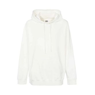 Maison Margiela Baumwoll-Hoodie mit gerippten B&uuml;ndchen - - Sweatshirts & Hoodies - Herren - Wei&szlig; - M