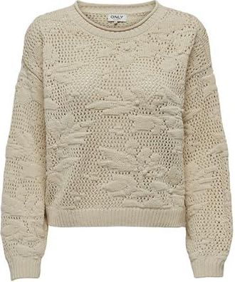 Only Onlcille Life LS Structure Oneck CC KNT Sweater, Bouleau, L Femme