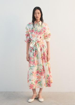 Mango Jupe midi fleurs blanc cass&eacute; - Femme - XS - MANGO