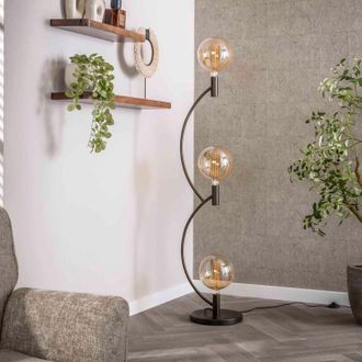 M&S Collection Lampadaire 3 ampoules 35x30x160 cm en verre et m&eacute;tal bronze