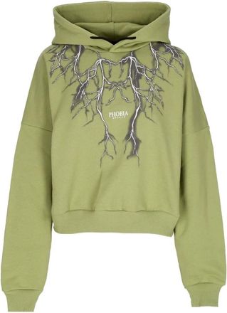 Phobia Archive Femme, Sweatshirts et sweats &agrave; capuche, Vert, Taille: 40 FR Lightning Crop Sweat &agrave; capuche
