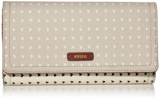 Fossil Damen Logan Leder RFID-Blocking Flap Clutch Geldb&ouml;rse f&uuml;r Frauen, herzen, Einheitsgr&ouml;&szlig;e