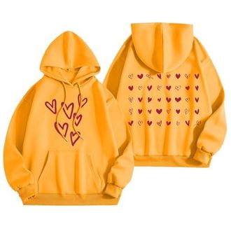 Generic Sweat &agrave; capuche imprim&eacute; tendance pour la Saint-Valentin 2026, jaune, XXL