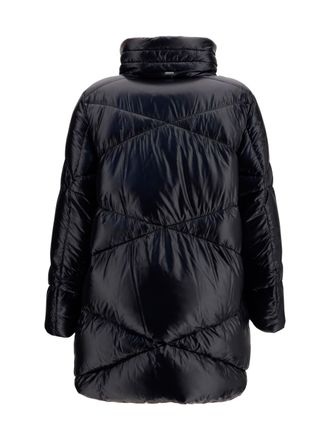 Herno Womens Quilted Drawstring Down Jacket Nero Polyamide Coat