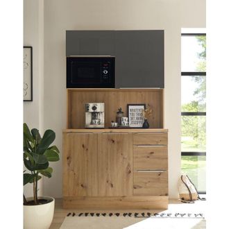 Respekta Küchen Buffet Marleen Premium 120 cm Grau Artisan Eiche Respekta