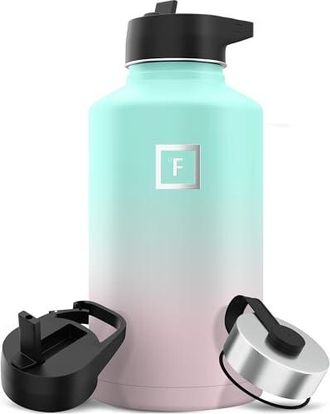 Iron Flask Gourde Isotherme avec Paille - 650/950/1200/1800 ml - Inox &Eacute;tanche Bouteille deau Isotherme &agrave; Double Paroi Sans BPA - Sport Gym Voyage Enfant