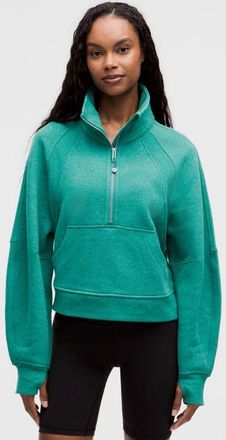 lululemon Scuba Oversized-Pullover mit Trichterkragen und halblangem Reißverschluss für Frauen - Größe XL/2XL in Heathered Teal Lagoon