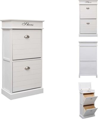 vidaXL Vidaxl - Schuhschrank Weiß 50 x 28 x 98 cm Paulownia Holz - Schuhschrank - Flurmöbel - Schuhregal - Schuhorganisation - Garderobe