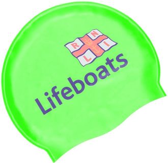 Zoggs RNLI x Zoggs Silikon-Badekappe, Bequeme Badekappe f&uuml;r Erwachsene, rutschfestes Futter, geformte Badekappe, Chlorschlag-Zoggs Badekappe, Gr&uuml;n (Einheits