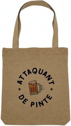 Fabulous Sac Shopping Tote Bag Aspect Lin - Attaquant de Pinte Ap&eacute;ro Soir&eacute;e Foot Bi&egrave;re Amis - Sac de Courses Toile Epaisse 360g Beige Naturel Cabas Port&eacute; Epaul