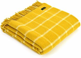 Tweedmill Tweedmill Textiles Decke aus 100 % reiner Wolle, kariert, Überwurf, Gelb