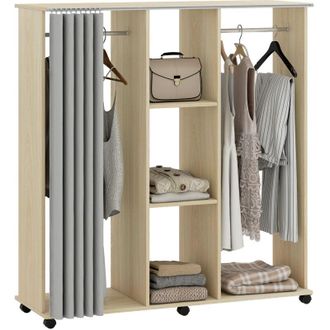 HOMCOM Armoire penderie - Bois - 120x40x128cm - bois naturel