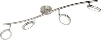 Eglo LED Deckenlampe Karystos, Deckenstrahler, Stahl in Nickel-matt, Chrom, Kunststoff in Weiss warmweiß