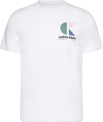 Calvin Klein Wei&szlig;es Logo Grafik Tee Oversized - - Tops - Herren - Wei&szlig; - 2XL