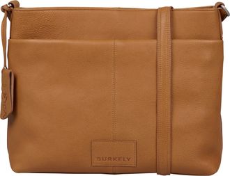 Burkely Soft Skylar Crossbody Bag - Cognac Leder Damen Schultertasche - Elegante Kompakte Tasche mit Rei&szlig;verschluss