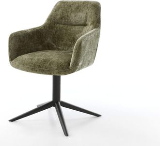 DELIFE Drehstuhl Pejo-Flex Chenille Olive Fu&szlig;kreuz Schwarz 360&deg; drehbar Wippfunktion Taschenfederkern, Esszimmerst&uuml;hle