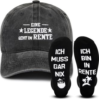 Satinior 2 Stück Ruhestand Geschenk inklusive 1 Baseballkappe und 1 Paar Socken Lustiges Geschenk für Rentner für Vater, Ehemann, Opa, Onkel, Freunde und Kolle