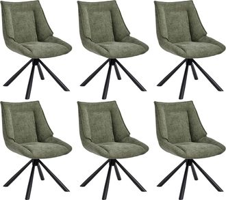 Duhome 6er Set Esszimmerstuhl Chenille Schminktischstuhl 180&deg; Drehbar Automatische R&uuml;ckstellfunktion Lounge Stuhl Modern f&uuml;r Wohnzimmer Schlafzimmer B&uuml;ro, Gr