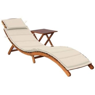 vidaXL Sonnenliege mit Tisch und Auflage Massivholz Akazie vidaXL
