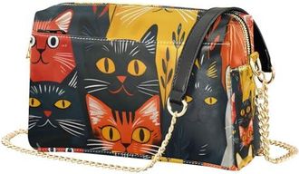 Mnsruu Sacs à bandoulière pour femme, motif chats multicolores, sacs à main en cuir