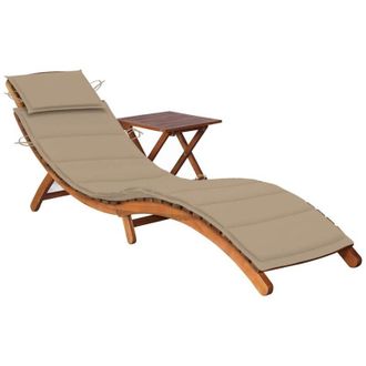 vidaXL Sonnenliege mit Tisch und Auflage Massivholz Akazie vidaXL