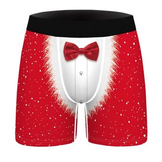 Generic Lustige Boxershorts Herren Weihnachten, Weihnachtsunterhose mit weihnachtsmütze Muster Unterhosen Männer Weit Weihnachtsboxershort Witzig Trunks Kurz 