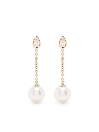 Mizuki boucles doreilles en or 14ct serties de diamants et de perles