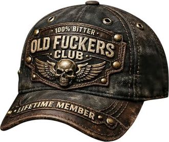 Generic Old Fuckers Club Casquette de baseball vintage, chapeau r&eacute;glable vieilli 100 % Bitter Lifetime Member brod&eacute;, unisexe, chapeau r&eacute;tro cadeau pour homme 