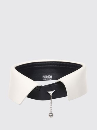 Fendi Collier ras-du-cou en cuir dagneau lisse avec broderie abstraite bicolore