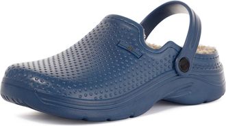 Eagsouni Clogs Hausschuhe Gef&uuml;ttert Herren Damen Winter Gartenschuhe Wasserdicht Gartenclogs Warme Pantoletten rutschfeste, Dunkelblau, 42 EU